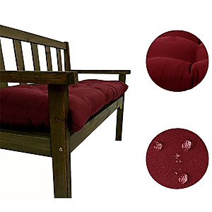 Shapeazy Outdoor/Indoor Waterproof Bench Cushion,Non-Slip Bench Pads with Ties Swing Chair Tatami Cushion,Bench Cushions for Patio Backyard Porch Garden Wicker Furniture (39.4*19.7inch, burgundy)