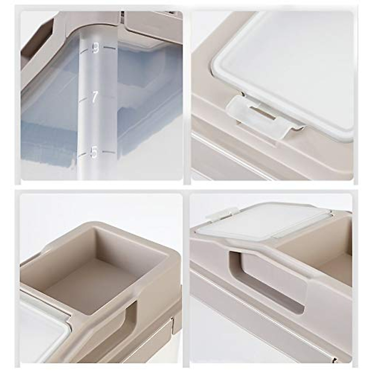 NLGG Large Airtight 20Lb Rice Container, Food Storage Cereal Container, 12Lb Pet Dog Food Container with Wheels + Measuring Cup, Flour Grain Container for Household, Coffee, 2 Piece Set, 5439310R152