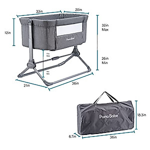 Pamo babe Bedside Bassinet for Baby Crib Quick One-Hand Folding Bedside Sleeper 4 Adjustable Heights Co-Sleeper