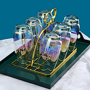 CUKBLESS Iridescent Glassware Set, 6 Drinking Glasses for Water, Juice, and Beverages, and 4 Wine Glasses with 1 Diamond-Shaped Wine Decanter, Perfect for New Home or Housewarming Gifts