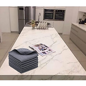 GQZLUCK Microfiber Cleaning Cloth Kitchen Dish Cloths Dish Rags, Odor Free Dish Cloths for Washing Dishes, Absorbent Waffle Weave Kitchen Washcloths 12Inch X 12Inch 7 Pack (Grey)