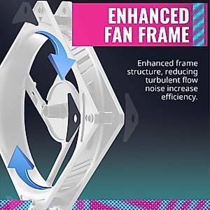 Cooler Master SickleFlow 120 V2 ARGB White Edition Square Frame Fan, ARGB 3-Pin Customizable LEDs, Air Balance Curve Blade, Sealed Bearing, 120mm PWM Control for Computer Case & Liquid Radiator