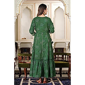 Cotton Anarkali Indian Kurti For Women Pakistani Wedding/Party Wear Designer Style Anarkali Suit for Womens (GREEN-XL)