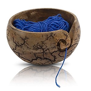 Handcrafted Wooden Yarn Knitting Crochet Bowl Holder For Skien Yarn Balls Decorative Storage Organizer Crocheting Needlework Knitting Accessories Kit Supplies Sturdy Non Slip Gifts For Mother Her
