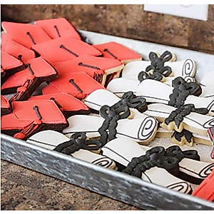 4 Pieces Graduation Cookie Cutters, Stainless Steel Molds Graduation Cap, Gown, Diploma, Medallion Shapes for High School College Party Supplies