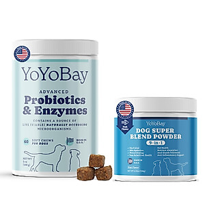 Advanced Probiotics for Dogs 60 Soft Chew + Superblend Powder 9 in 1 for Dogs