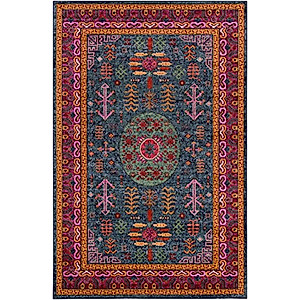 Hauteloom Cleveland Bohemian Southwestern Colorful Area Rug - Traditional Tribal Aztec Carpet for Living Room, Bedroom, Dining Room - Pink, Magenta, Green, Orange, Purple - 5'3" x 7'3" (5x7)