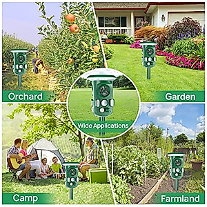 360° Ultrasonic Repellent Outdoor, Solar Animal Repeller USB/Solar Powered,Waterproof,Repel Dogs,Cat,Rat,Squirrels, Flashing Light Animal Repeller