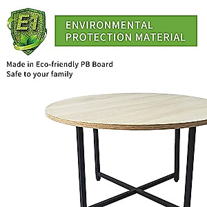 Round Coffee Table, Modern Small Coffee Table Sofa Table Tea Table for Living Room, Office Desk, Balcony, Wood Desktop and Metal Legs, 23.6inch White Oak