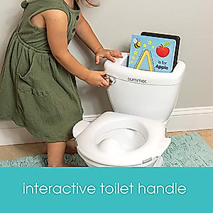 Summer Infant My Size Potty with Transition Ring & Storage,White-Realistic Potty Training Toilet-Features Interactive Toilet Handle, Removable Potty Topper and Pot, Wipe Compartment, and Splash Guard