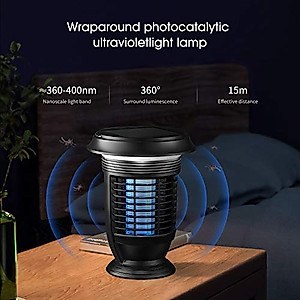 AiMoxa Solar Bug Zapper Outdoor, Self-Cleaning Mosquito Zapper for Fruit Flies, Gnats, Moths, Insect, Waterproof Fly Traps for Indoors, USB Electric Catcher & Killer