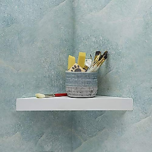 MELANNCO Corner Shelf Straight Wood Chunky, White