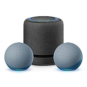 Echo Home Entertainment Bundle | Echo Studio + 2 Echo (4th Gen), Twlight Blue