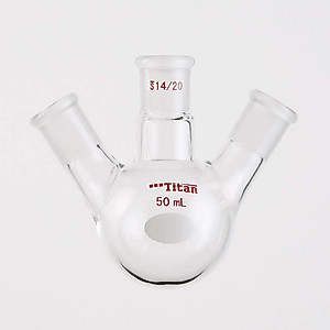 ADAMAS-BETA 50ml 3 Neck Round Bottom Flask Borosilicate Glass Science Chemistry Flask,14/20 Outer Joints