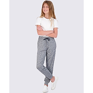 Real Essentials Girl's Dry Fit Joggers Sweatpants | Soft Athletic Pants for Teens & Kids | Casual Running & Sports | Joggers with Pockets & Drawstring - Set 5, Small (Pack of 3)