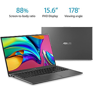 ASUS Vivobook 15.6" Laptop, Intel i3-1005G1 (Beat i5-7200U), 8GB DDR4 RAM, 256GB SSD, WiFi, Intel HD Graphics, HDMI, Windows 11 Home in S Mode, Bundle with JAWFOAL