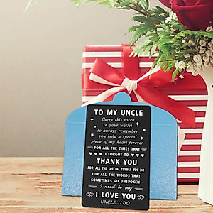 ENGZHI Uncle Metal Wallet Card - I Love You Uncle...I Do - Uncle Birthday Gifts from Niece Nephew, Christmas