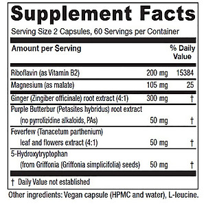 Vitanica, Butterbur Extra, Brain Chemistry and Vessel Support, Vegan, 120 Capsules