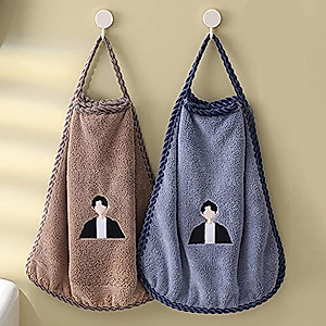 CHOOSE HOME 3 Pack Hanging Hand Towel Children Cartoon Towels Soft Coral Velvet Absorbent Dishcloth Ultra Absorbent Fast Drying Hang Towel for Kitchen Bathroom (Boy)