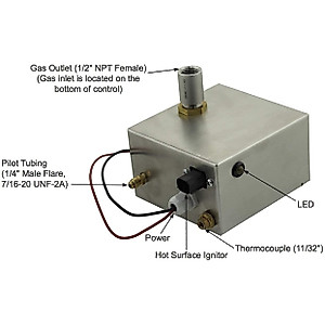 High-Capacity Automatic Outdoor Fire Feature Control System - Electronic Flame Control Ignition Module - Natural Gas or Propane - Igniter for Fire Pits, Fire Features, Fire Bowls/Tables (500,000 BTU)