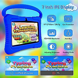 Veidoo Kids Tablet, 7 inch Android Tablet PC, 2GB RAM 32GB ROM, Safety Eye Protection Screen, WiFi, Dual Camera, Games, Parental Control APP, Tablet with Silicone Case(Dark Blue)