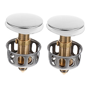 Housoutil 2pcs Drain Filter Bathtub Drain Stopper Sink Strainer Bathtub Drain Plug Clogged Bathroom Sink Stopper No Overflow Sink Stopper Drain Hair Catcher Basin Stainless Steel Combination