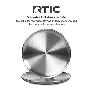 RTIC Anywhere Stainless Steel Plates Set of Two, Stackable, Durable Outdoor Dinnerware, Dishwasher Safe, Graphite