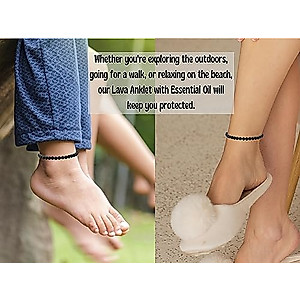 Mosquito Repellent Bracelets and Anklet Repeller with Essential Oil Refill Container - Lava Stone Camping Essentials Mosquito Bracelets for Adults Bug Repellent Bracelets - Pack of 2 Bug Bands