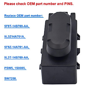 MOCW 6 Way Power Seat Adjust Switch Compatible with 2005-2015 Edge Escape Expedition Explorer Flex F150 F250 F350 F450 MKX Power Seat Switch Replace OE # PSW5, 9L3Z14A701A, 5F9T-14B709-AA, SW7258