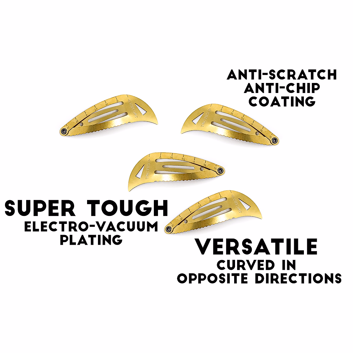 4 Pack - Light Tan Tactical Hair Clips, Multitool Snap Barrettes - Multi-Functional Keychain Metal Multi Tool - Box Cutter, Serrated Edge, Raptor Claw - Anti-scratch Surface