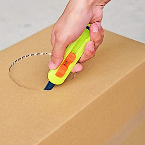 CANARY Box Cutter Retractable Blade, Mini Box Opener Tool [Non-Stick Fluorine Coating Blade], Made in JAPAN, Green (DC-15F-1)