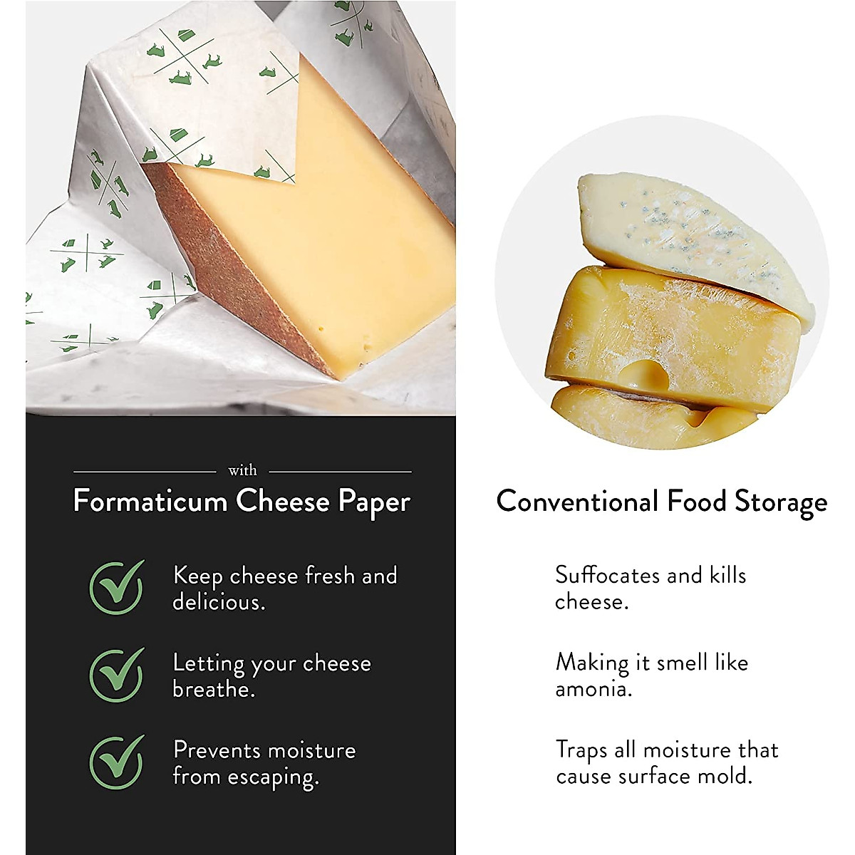 Formaticum Zero Cheese Storage Paper, Compostable, Biodegradable, and Plastic-Free Paper to Keep Cheese and Charcuterie Fresh, 9 x 13 Inches, 30 Total Sheets (2 Boxes)