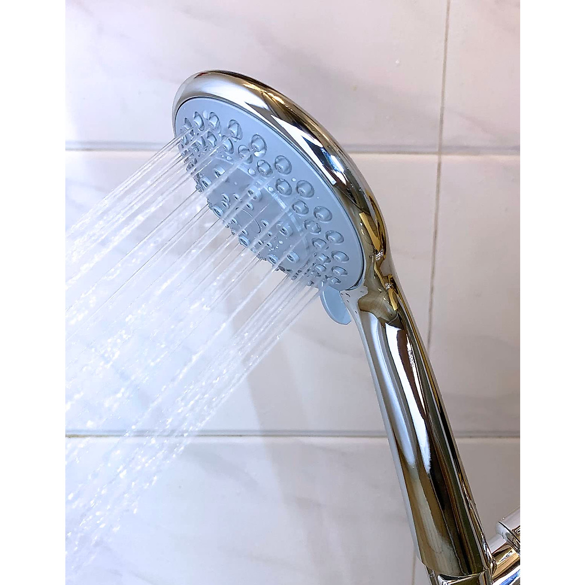Detachable Handheld Shower Head with Hose - High pressure 5 Functions Showerheads Hand Held Shower Heads,Extra Long 4.7 ft. Stainless Steel Hose and Holder.