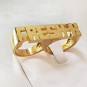 Custom Name Rings Personalized Initial 18K Gold Plated Ring for Women