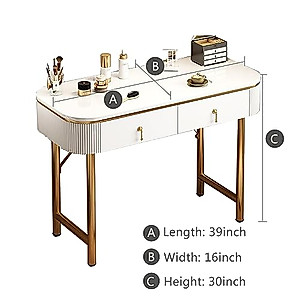 Large Vanity Desk Without Mirror Makeup Vanity Dressing Table For Bedroom Makeup Table With Drawers Modern Makeup Vanity Desk Black And Gold Dresser Little Girls Vanity 3 Colors ( Color : White )