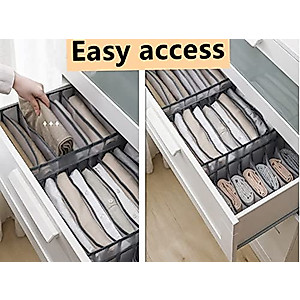 BINGC 4PCS Wardrobe Clothes Organizer,Jean Storage 7 Grid Organizer for Jeans Leggings Drawer Mesh T-shirt,Legging,Skirts,Jeans,Kid Clothe (White JEANS) -jeans