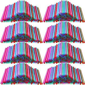 2000 Pcs Disposable Drinking Straws Long Plastic Straws 8.25" Long and 0.25'' Diameter for Cocktail Drink Cups Juice (Green, Rose, Blue, Red)