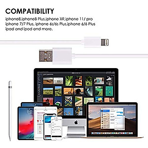 Alfzero Charger for Apple Pencil Adapter 2in1 USB Charger Data Cable for iPhone and iPad Pro Accessories 150CM