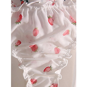 SHENHE Women's 3 Packs Sheer Mesh Lettuce Trim Cute Thong Mid Rise Panties Multicolor S