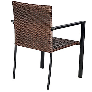 BTEXPERT Two Tone Brown Outdoor Patio PE Rattan Wicker Set of 2 Chairs for Garden Dining Firepit Lawn Backyard Porch Deck Armrest Frame, Steel Conversation Accent Furniture armchairs