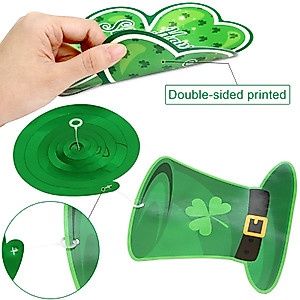 St Patricks Day Decorations Hanging Swirls Shamrock Clover Leprechaun Horseshoe Ceiling Foil Swirls for Lucky Day Party Supplies 36Pcs