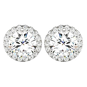 Houston Diamond District 2 Carat IGI CERTIFIED LAB GROWN Halo Diamond Earrings 14K White Gold Value Collection Push Back (D-E Color, VS1-VS2 Clarity) IDEAL CUT