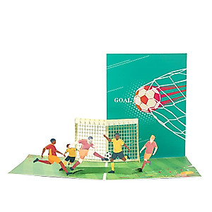 Paper Spiritz Football Soccer Pop Up Card, 3D Birthday Soccer Greeting Card with Envelope and Message Card, Laser Cut 3D Card For Fathers' Day, Thank You Card, Congratulations Card, Graduation Card, All Occasions