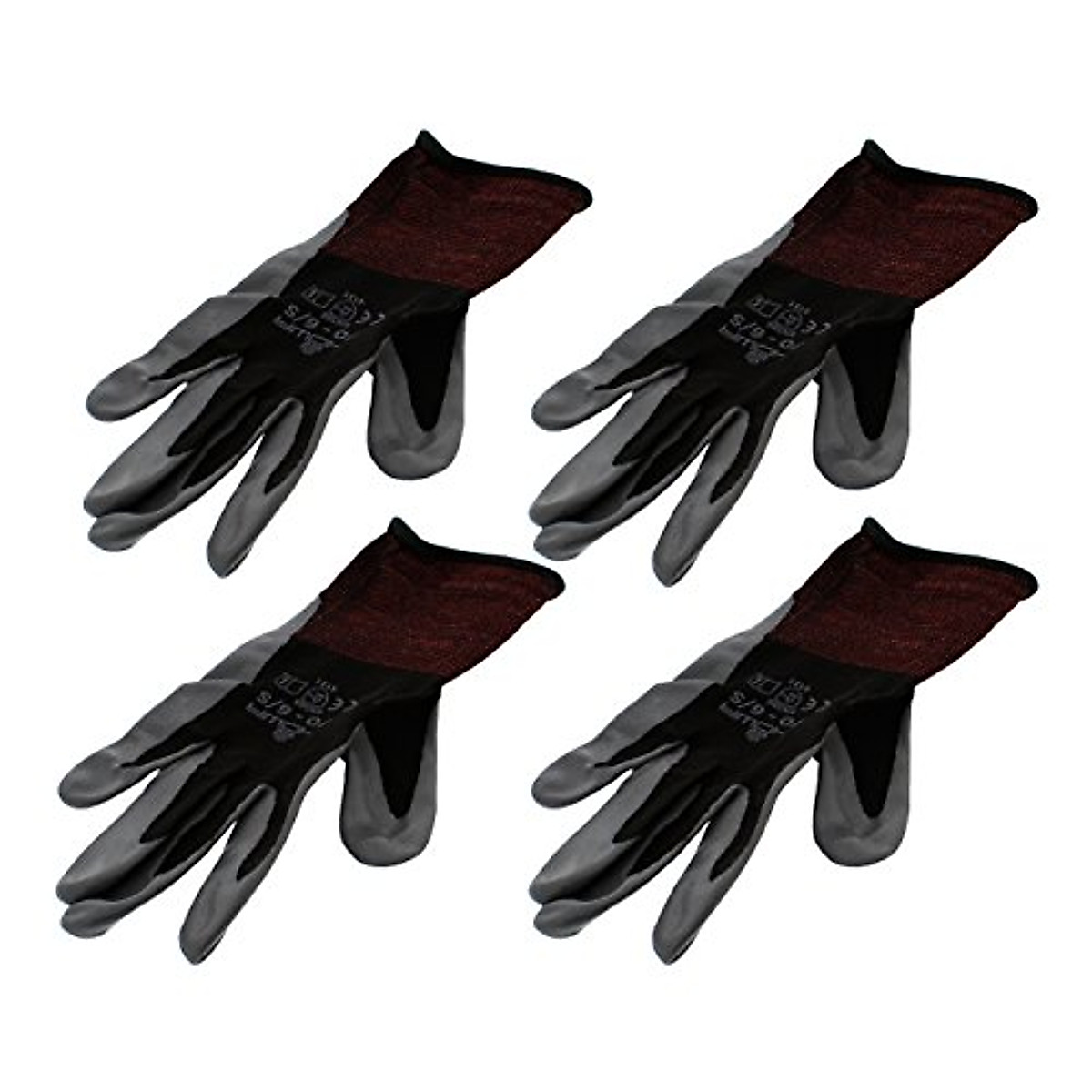 4 Pack Showa Atlas 370BLK Atlas Nitrile Tough Gloves - Small