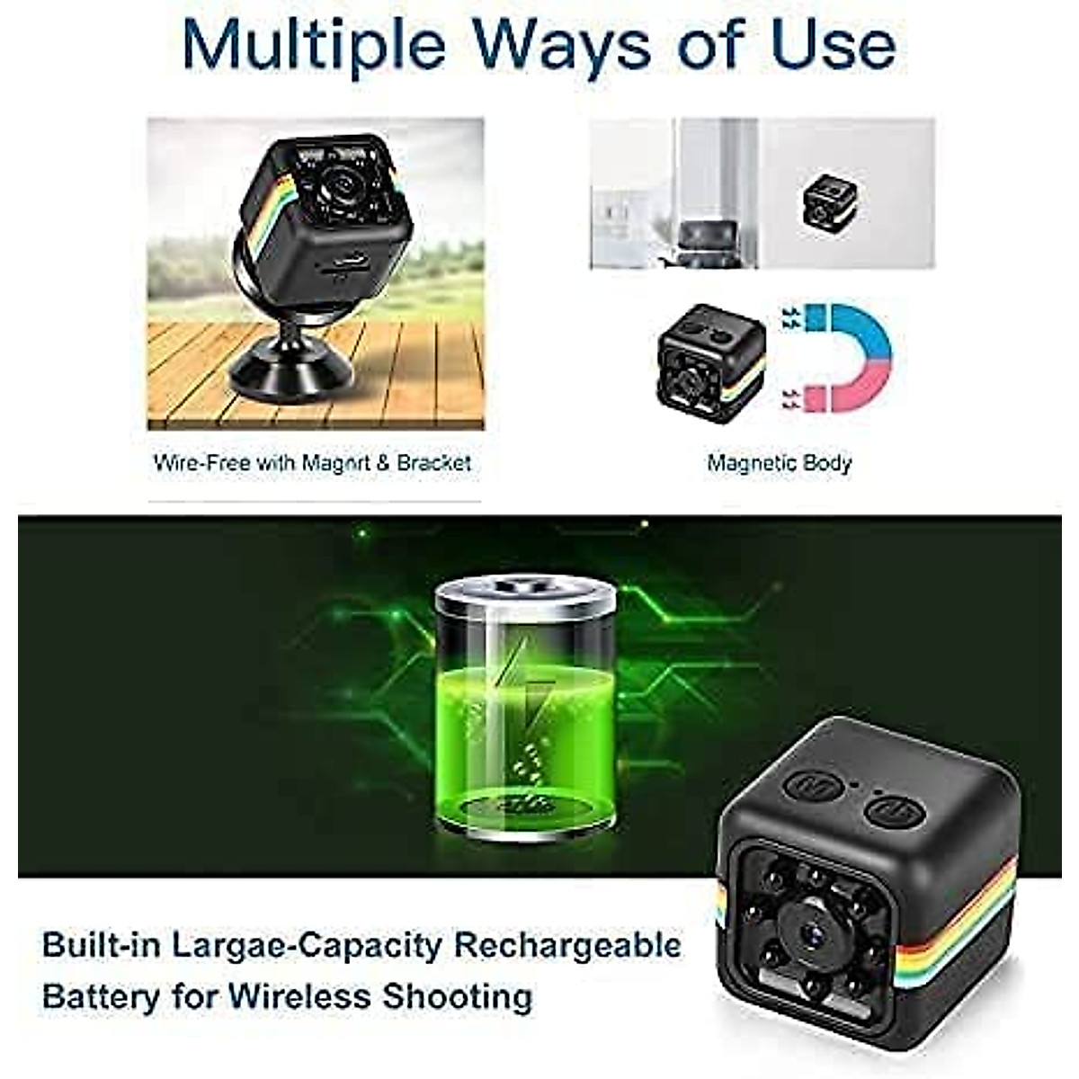 WiFi Wireless Camera Mini Hidden Spy Home Security Camera Small Cam,Home Camera for Pet/Baby,Outdoor/Indoor Camera Wireless,for Mobile Phone Applications in Real Time
