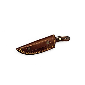 Titan International Knives Damascus Hunting and Skinner Knife | Handmade 1095 4340 Carbon Mix Hand Pounded | Rosewood Handle Fixed Blade Perfect for Hunting and Outdoor Camping with Leather Sheath