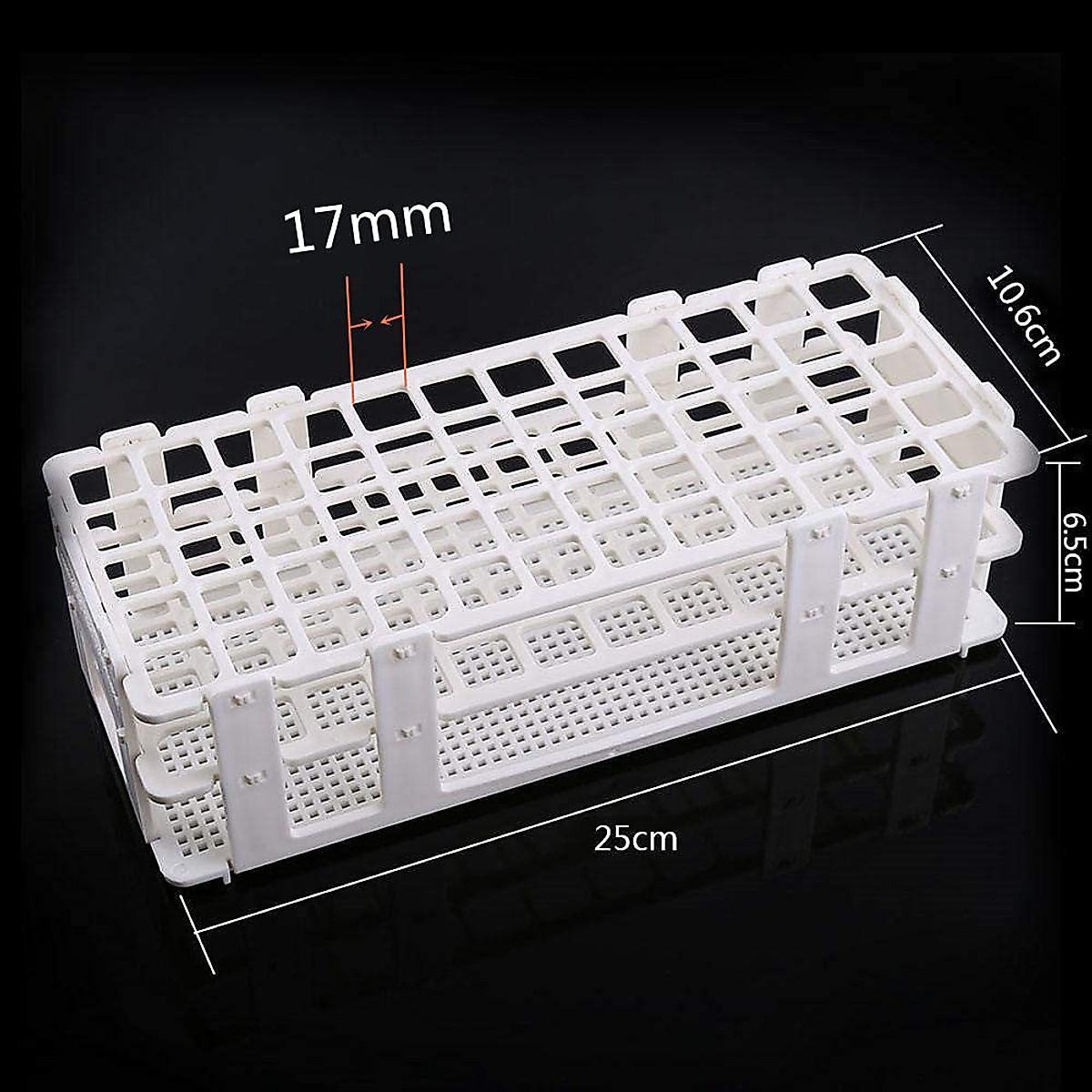 Plastic Test Tube Rack Detachable Holder Storage Stand, Holds 60, for 16mm Dia. Tubes White