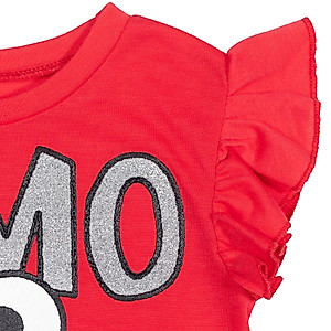 Sesame Street Elmo Toddler Girls T-Shirt and French Terry Shorts Outfit Set Red 2T