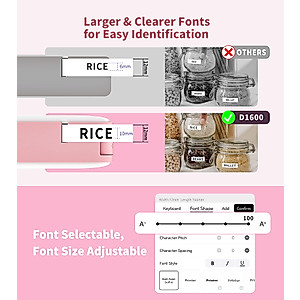 Vixic D1600 Bluetooth Label Maker (Comes with 4 Color Label Tapes) Bundle 6 Color Standard Label Tapes, 12mm (1/2 Inch), Compatible D1600 Label Maker