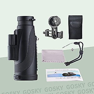 Gosky 12X50 Monocular Telescope with Smartphone Holder - Waterproof Fog-Proof Shockproof Scope BAK-4 Prism FMC for Bird Watching Hunting Camping Traveling Wildlife Scenery